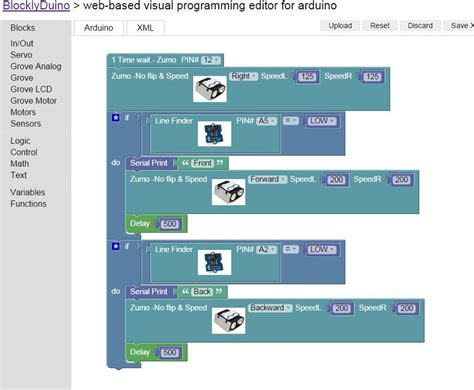 Visual Zumo Programming With Blocklyduino Robots Pololu Forum