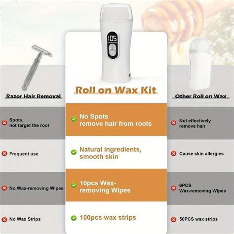 Waxing Kit For Women With 2 Honey Flavored Wax Bars 100 Wax Strips