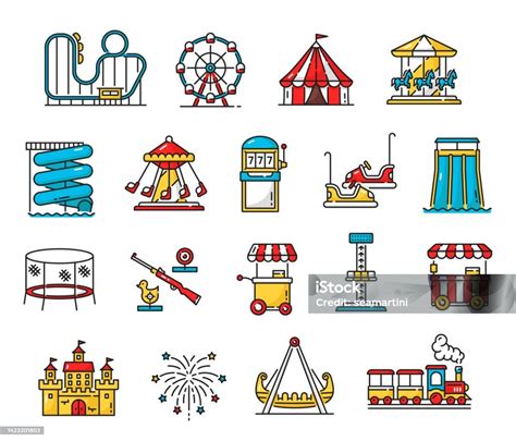 놀이 공원 Funfair 관광 명소 개요 아이콘 놀이 공원에 대한 스톡 벡터 아트 및 기타 이미지 놀이 공원 아이콘 농업 박람회 Istock