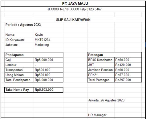 Manfaat Dan Contoh Template Lengkap Slip Gaji Karyawan Catapa Blog