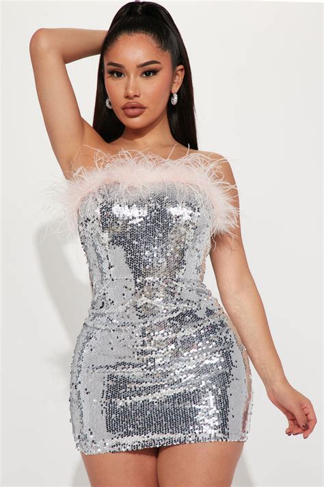 Mila Sequin Mini Dress Silver Fashion Nova Dresses Fashion Nova