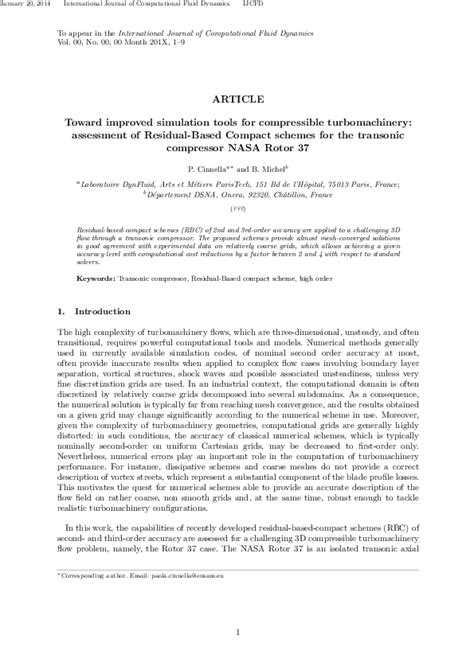 Pdf Toward Improved Simulation Tools For Compressible Turbomachinery Assessment Of Residual