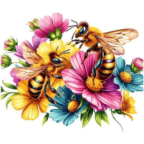 Premium Vector Colorful Cute Vector Bee Illustration Honey Bee For