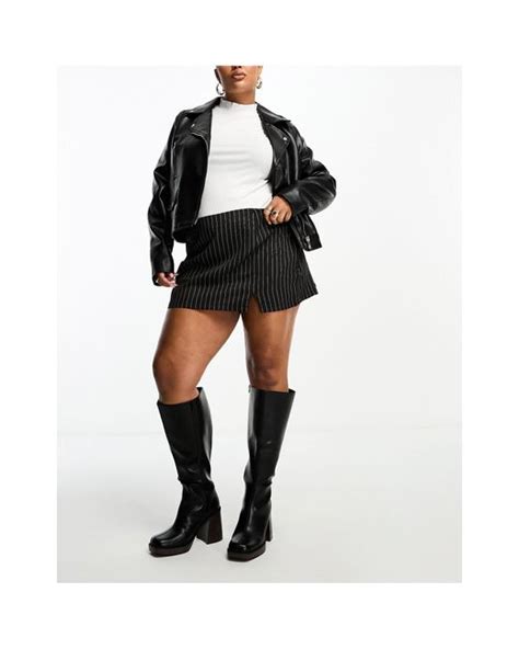 Asos Curve Caesar Stack Heel Knee Boots In Black Lyst