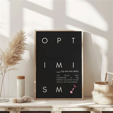 Optimism Definition Print Modern Galley Wall Poster Minimalist Home Bar Hallway Wall Art Fun