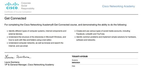 Ayoub Touati On Linkedin Certificat Cisco Networking Academy Get