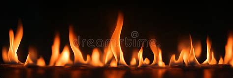 Bright Orange Flames Burning On Black Background Stock Illustration