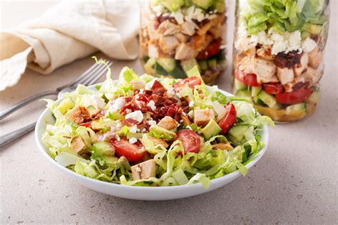 Easy Chicken Cobb Mason Jar Salad Eating With Erica
