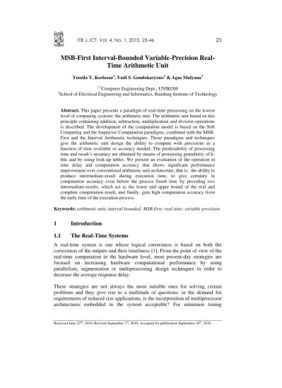 View Of Msb First Interval Bounded Variable Precision Realtime Arithmetic Unit