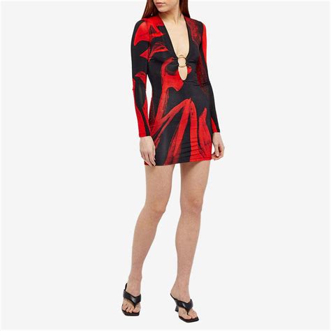 Louisa Ballou Womens Long Sleeve Helios Mesh Dress In Red Queen Louisa Ballou