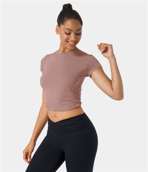 Womens Short Sleeve Cut Out Twisted Sports Top Halara Cropped Tank