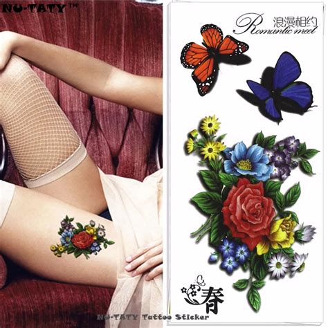 Nu Taty Rose Butterfly 3d Temporary Tattoo Body Art Flash Tattoo