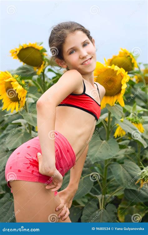 Tournesols De Fille De Beauté De L adolescence Photo stock Image du