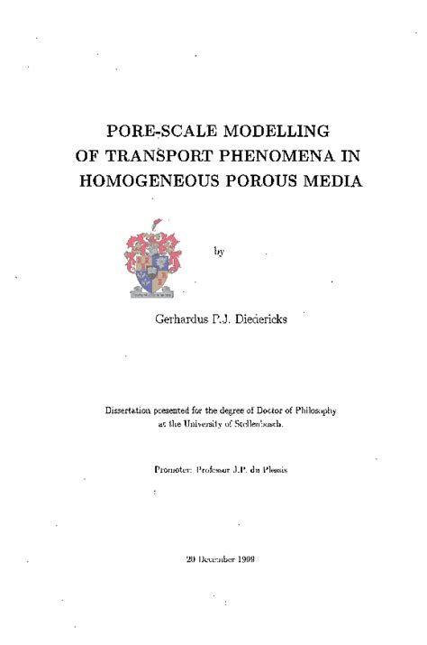 Pdf Pore Scale Modelling Of Transport Phenomena In Homogeneous Porous