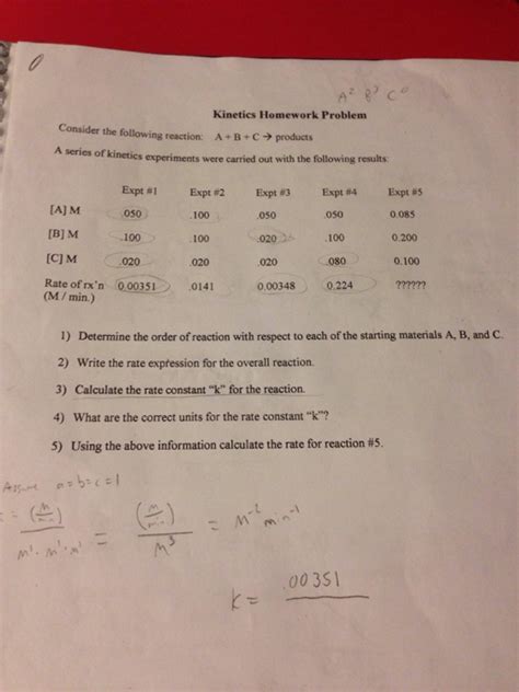 Solved A Series Of Kinetics Experiments Were Carried Out