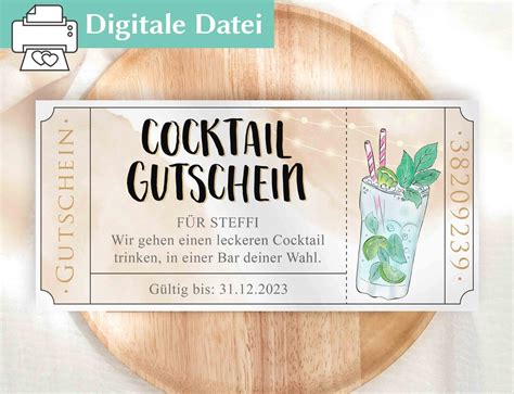 Gutschein Cocktail Trinken Gutschein Zum Ausdrucken Vorlage