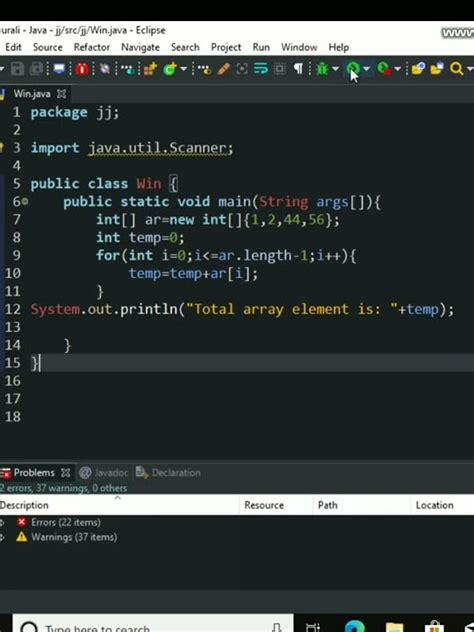 Total Adding Array Program In Java Shorts Java Youtube