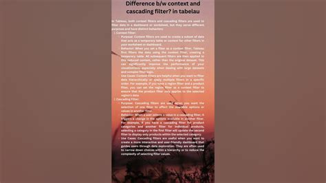 Difference Bw Context And Cascading Filter In Tableau Youtube