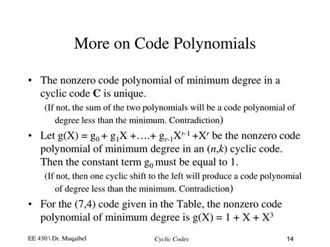 PPT CYCLIC CODES PowerPoint Presentation Free Download ID 842764