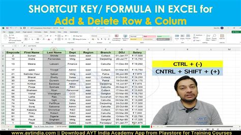 Add And Delete Row Colum Automatically With Shortcut In Excel Excel