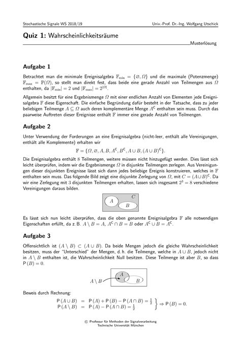 L Quiz Stochastische Signale WS Univ Prof Dr Ing Wolfgang Utschick Quiz