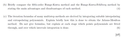 Solved B Briefly Compare The Fifth Order Runge Kutta