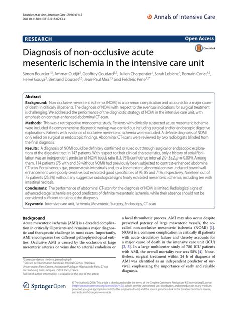 Diagnosis Of Non‑occlusive Acute Mesenteric Ischemia In The Intensive
