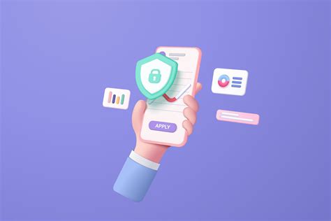 3d Vector Hand Holding Mobile Isolated With Security On Background