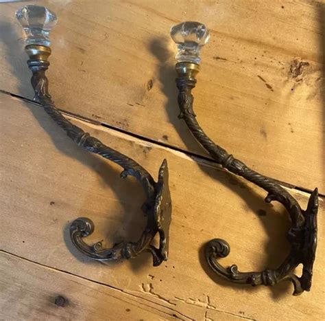 PAIRE DE PORTE Manteau Patère En Fonte Verre Et Laiton Déco Maison