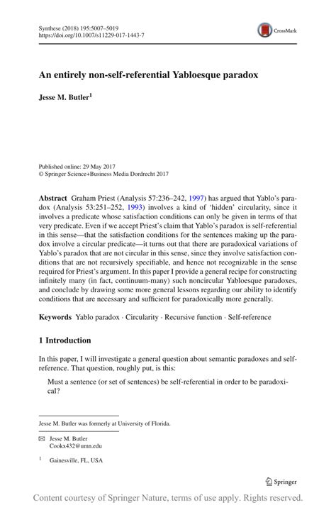 An Entirely Non Self Referential Yabloesque Paradox