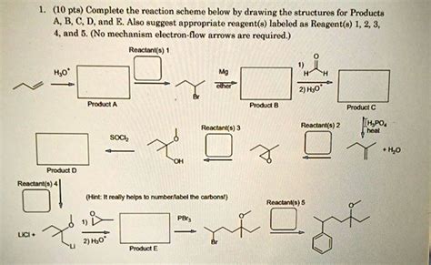 1 10 pts complete the reaction scheme below by drawing the