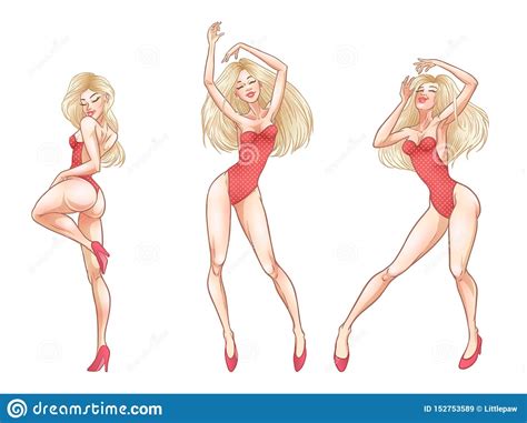 Beautiful Young Blonde Woman Dancing In Red Underwear Hot Girl Club