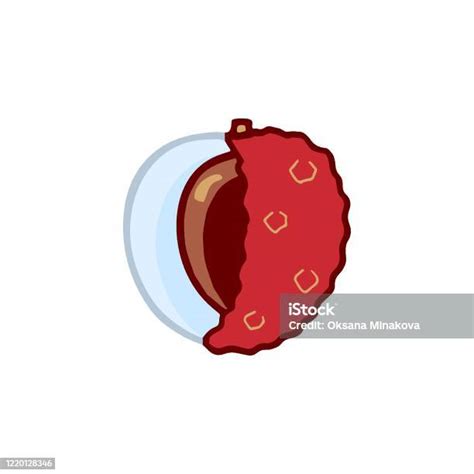 흰색 배경에 고립 열매 과일의 손으로 그린 밝은 색상 아이콘 달콤한 열대 과일입니다 심플한 미니멀 플랫 스타일 로고 디자인 벡터