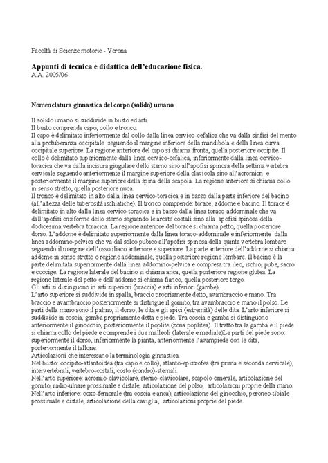 Matdid 715350 Riassunto Scienze Motorie Facoltà Di Scienze Motorie