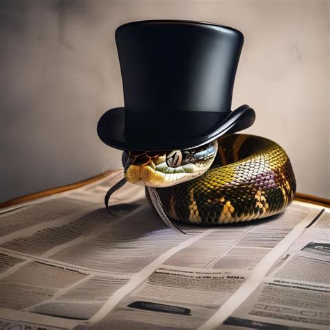 A Snake Wearing A Top Hat And Monocle Reading A Digital Newspaper On A