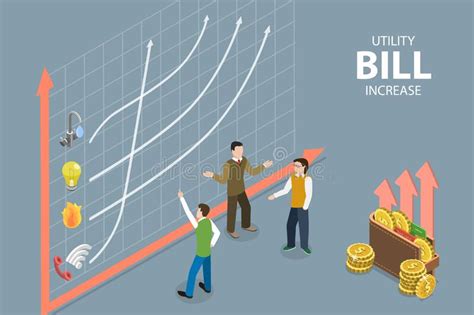 3d Isometric Vector Conceptual Illustration Of Utility Bill Increase