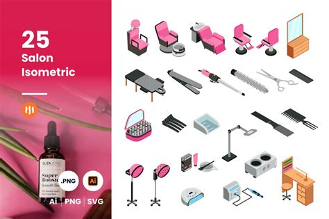 25 Salon Isometric Kit Git Aset