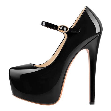 Mary Jane Platform Black Pointed Toe Stiletto High Heels Pumps High