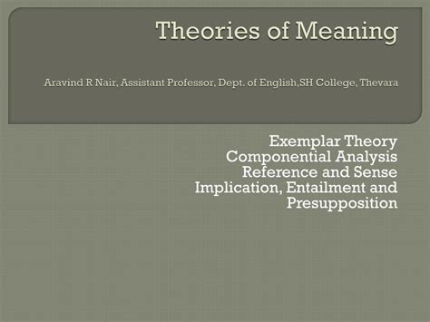 Pdf Exemplar Theory Componential Analysis Reference And Sense