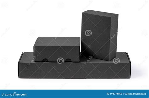 A Stack Of Black Cardboard Boxes Stock Image Image Of Freight
