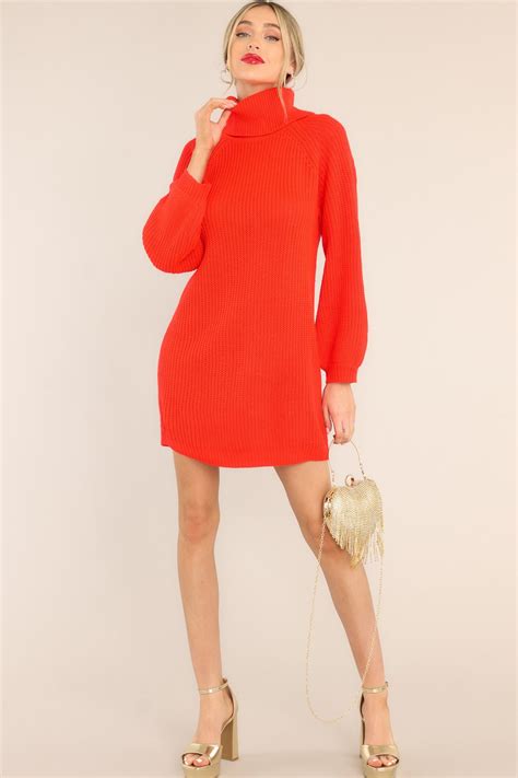 Adorable Red Sweater Dress Keep Me Cozy Red Dress