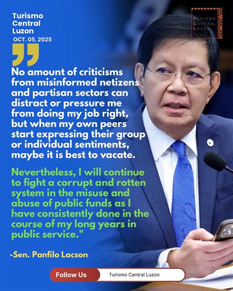 Turismo Lacson Steps Down As Blue Ribbon Chair — “i Will Continue To