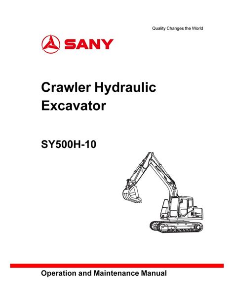 Sany Sy500h 10 Excavator Pdf Operation And Maintenance Manual