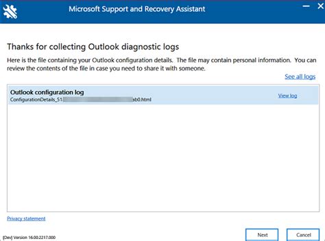 使用 Microsoft 支持和恢复助手扫描 Outlook Microsoft Learn