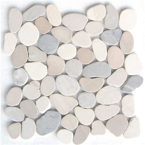 Multicolor Natural 12x12 Interlocking Indonesia Flat Pebble Tile