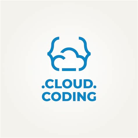 Minimalist Cloud Coding Line Art Label Logo Vector Illustration Design Premium Ai Generated Vector