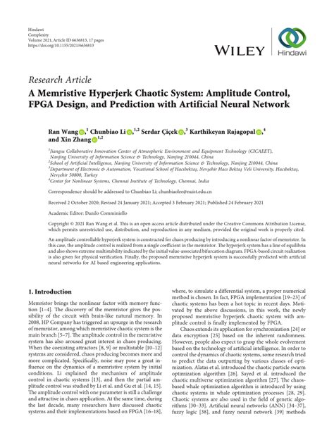 Pdf A Memristive Hyperjerk Chaotic System Amplitude Control Fpga