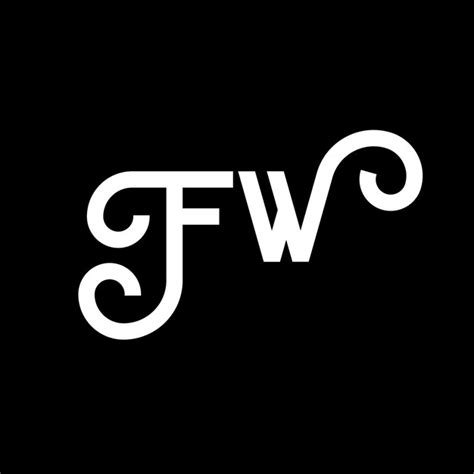 Design De Letra Fw Logotipo Em Fundo Preto Fw Iniciais Criativas