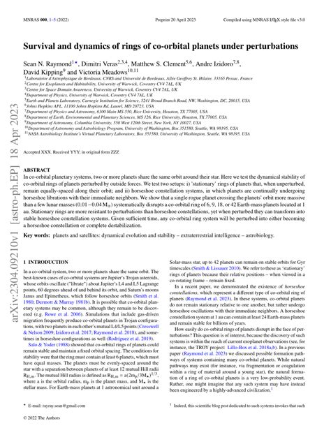 Pdf Survival And Dynamics Of Rings Of Co Orbital Planets Under