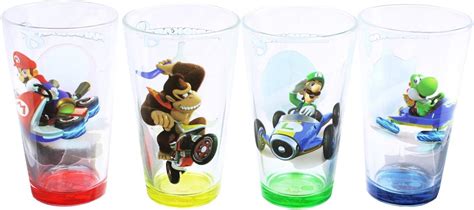 Just Funky Mario Kart 16oz Character Pint Glasses Set Of